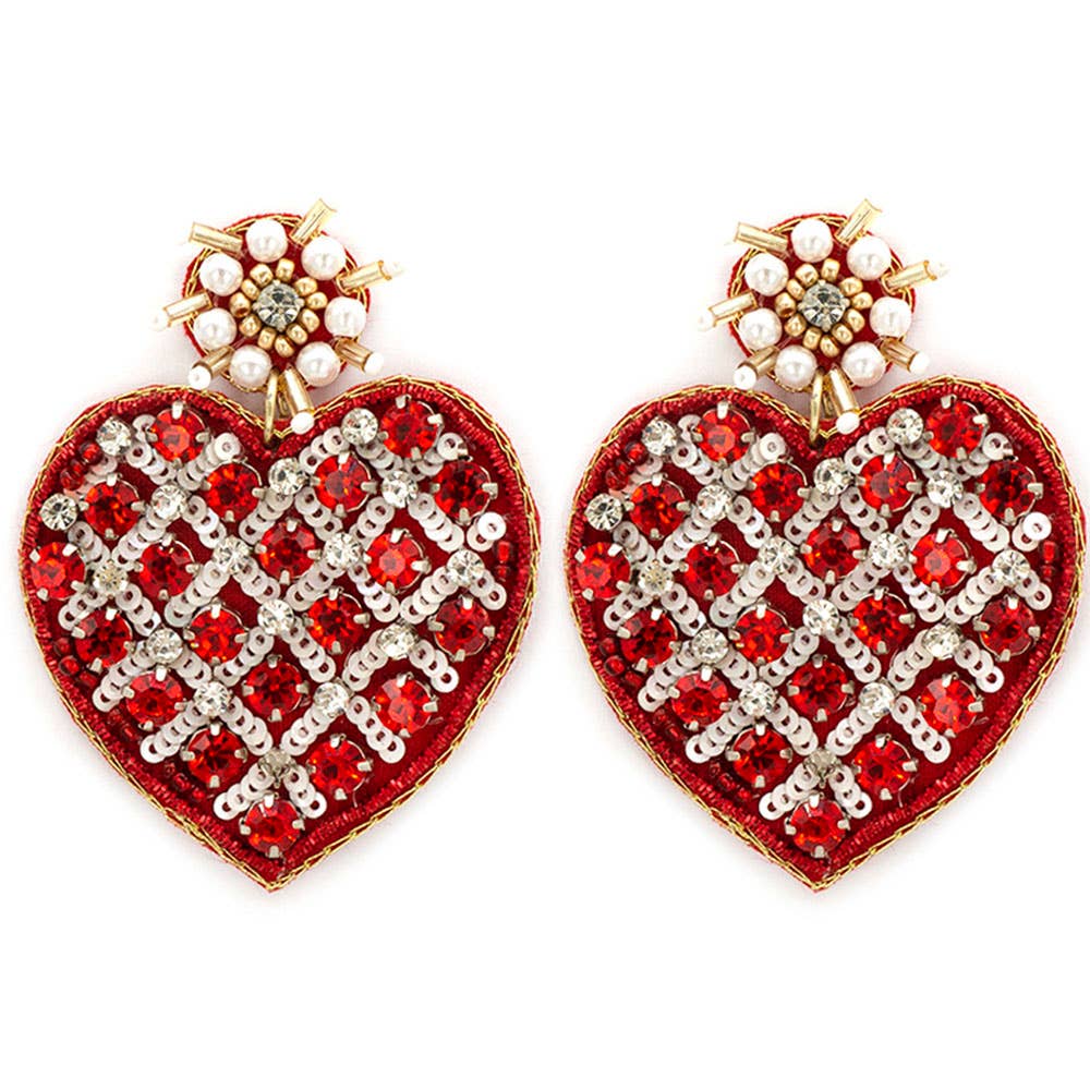 SEED BEAD CHECKERED HEART EARRING – Crazy Ladies & More Inc.