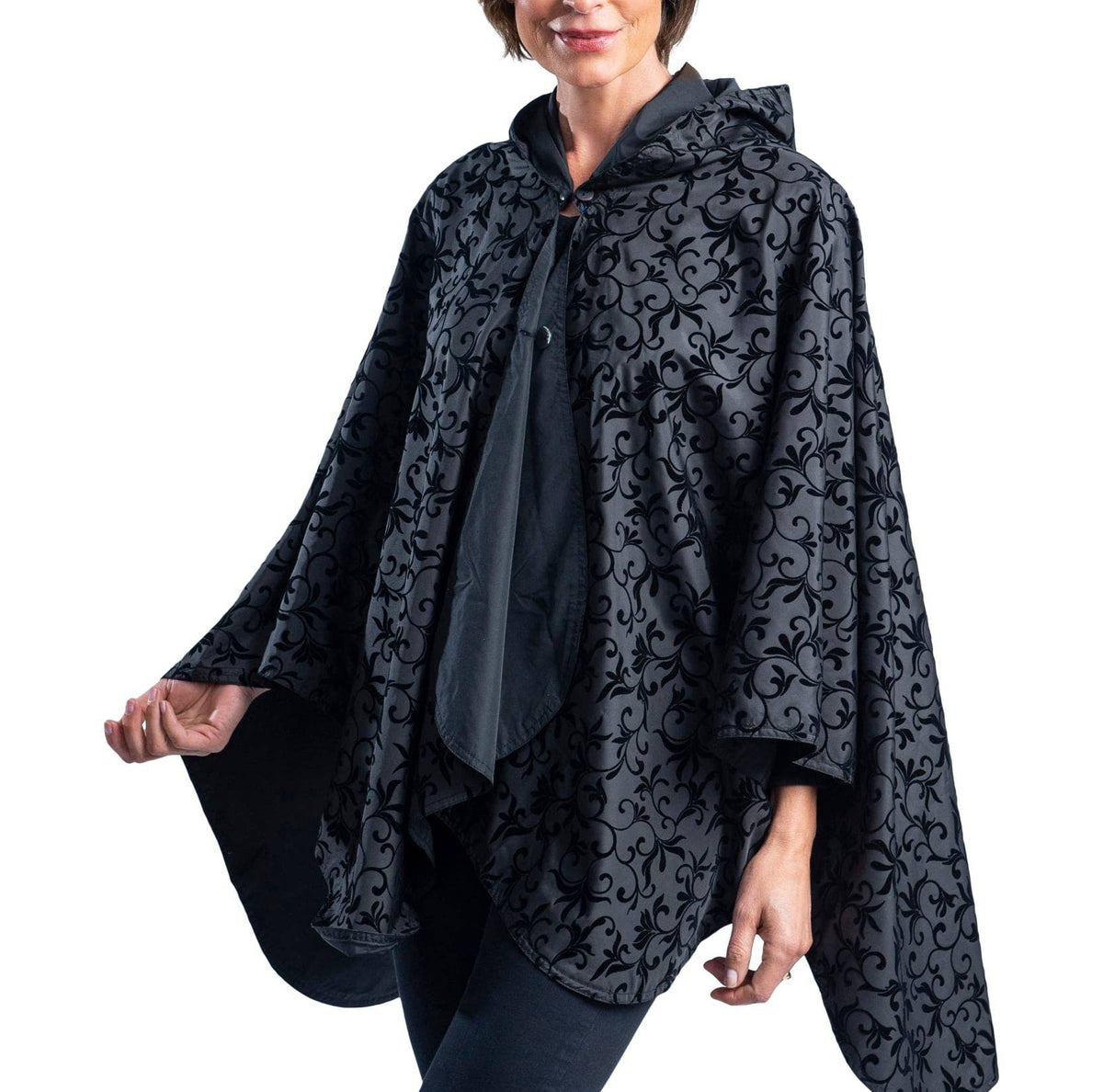 RainCaper - RainCaper Dressy Rain Cape - Black/Velvet Swirls – Crazy ...